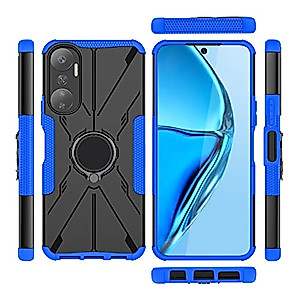 Compatible with Infinix Hot 20 4G Case Cover,Compatible with Infinix Hot 20 4G X6826 X6826B X6826C Case Ring Stand 2 in 1 Phone Case Cover Blue