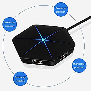 WJCCY 6 Port USB2.0 Hub 1m Cable Splitter with TF SD Card Reader Cool Light Charging USB 2.0 3.0 Hub for Multi-Device Desktop Laptop