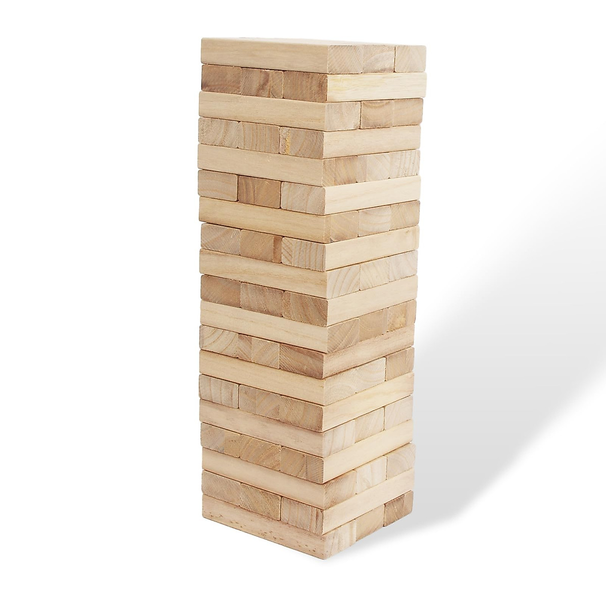 WOODENFUN Large Wooden Tumbling Tower Game, Stack to Over 18 in 57pcs Jumbo Yard Games Outdoor Timber Stacking Game Night Toy Gift for Kids Adults Family