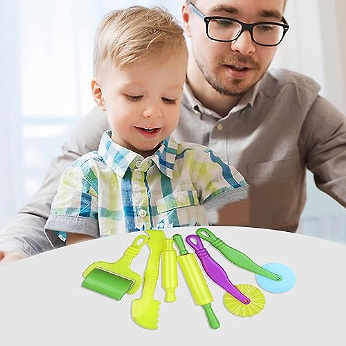 Worparsen Clay Tool Toys Clay and Dough Tools Play Dough Tools Set ​for Kids，Assorted Colors，Various Shape Play Dough Rollers & Cutters Clay Tool Toys Arts and Crafts for Kids Ages 3 & Up 6pcs