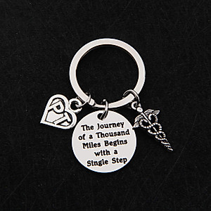TGBJE Physical Therapy Gift A Journey of a Thousand Miles Begins with a Single Step Graduation Gift for PT Gift (PT keychain)