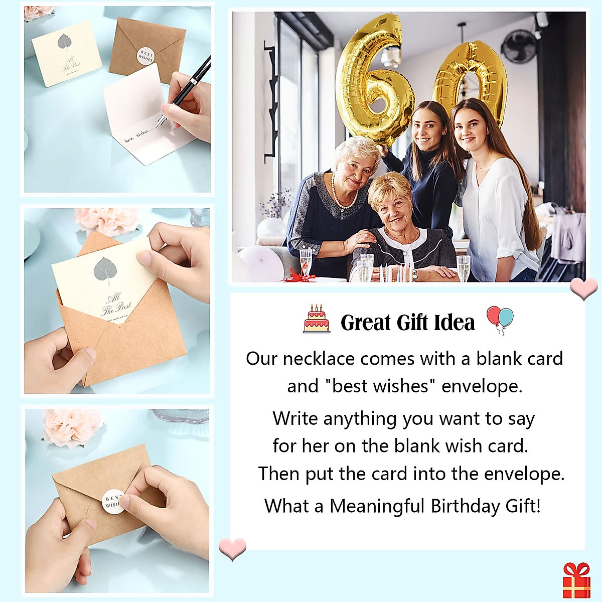 UNGENT THEM 60th Birthday Gifts for Women Mom, 60th Birthday Decorations Woman, 6 Decade Jewelry Gifts for 60 Year Old Woman, Happy 60th Birthday Gifts Ideas