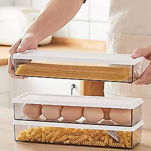 VEKALON Pasta Containers for Pantry - Set of 4 Pack Plastic Spaghetti Nooddle Organizer with 32pcs Labels and 1pcs Marker, Airtight Food Storage Containers with Lids