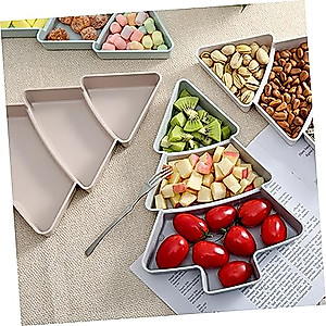 NOLITOY 4 Pcs Christmas Tree Afternoon Tea Dessert Plates Christmas Serving Tray Christmas Accessory Compartment Serving Plate Holiday Snack Sushi Plates Ceramics Cookie Plastic