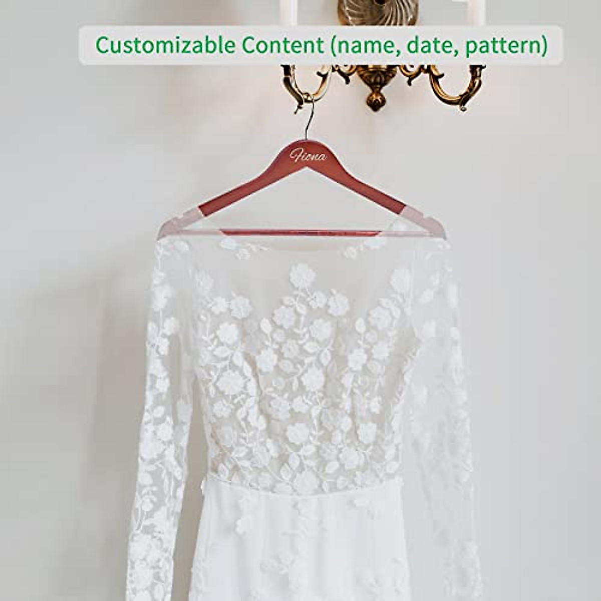 Nature Smile Wooden Suit Hangers 20 Pack Premium Solid Wood Coat Clothes Hangers with Non Slip Bar - Smooth Finish with 360° Swivel Hook and Smooth Notches for Camisole Jacket Pant Dress Cherry Color