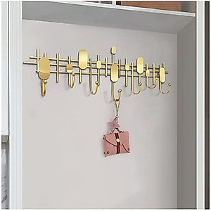 EAUSO Coat Hooks Wall Mounted Metal Coat Hook Wall Mounted Coat Rack Hanger Golden Heavy Duty Entrance Hook for Clothes Hat Key Towel and Bag Wall Hooks Door Hooks Coat Rack (Size : 7hooks) 7hooks