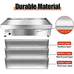 ExGizmo 22" Commercial Electric Griddle,Electric Countertop Flat Top Griddle,110V 1600W Electric Flat Top Grill,Non-Stick Restaurant Teppanyaki Stainless Steel Grill,Adjustable Temperature Control