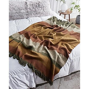 ZonLi Throw Blanket, 50" x 60" Yellow Decorative Classic Blankets with Tassel for Couch, Bed, Sofa, Chair, Outdoor, Cozy Warm Lightweight Blankets (Brown& Yellow)