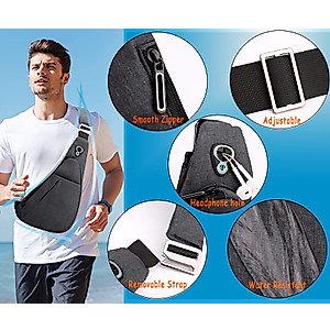 CAISANG Sling Backpack Bag Slim Crossbody Chest Shoulder Bag Men Personal Pocket Bag One Strap Daypack for Hiking Walking