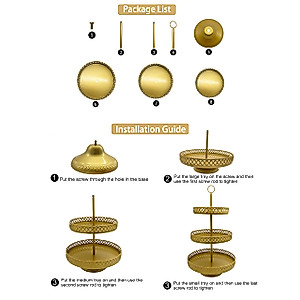 weharnar Cupcake Stand - 3 Tier Metal Cupcake Tower - Dessert Table Display Set Round Cake Holder Tiered Serving Tray for Cup Cakes Desserts Fruits Candy Cookie Buffet, Gold