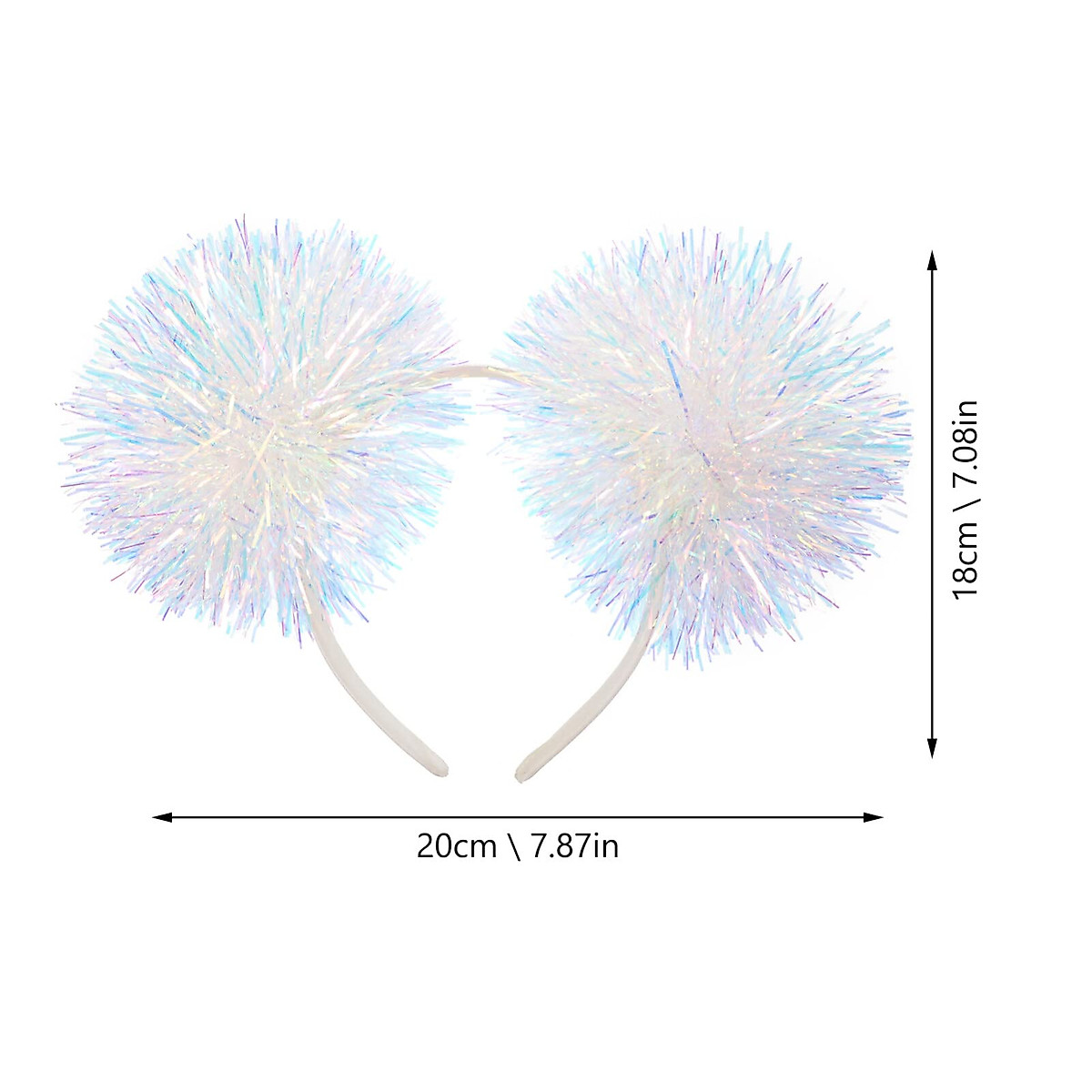 Tinsel Bling Pom Pom Headband Pom Pom Headband Pom Pom Headbopper Pom Pom Costume Headwear for Adults Pom Pom Hair Band White Springs Head Bopper Alien Head Boppers