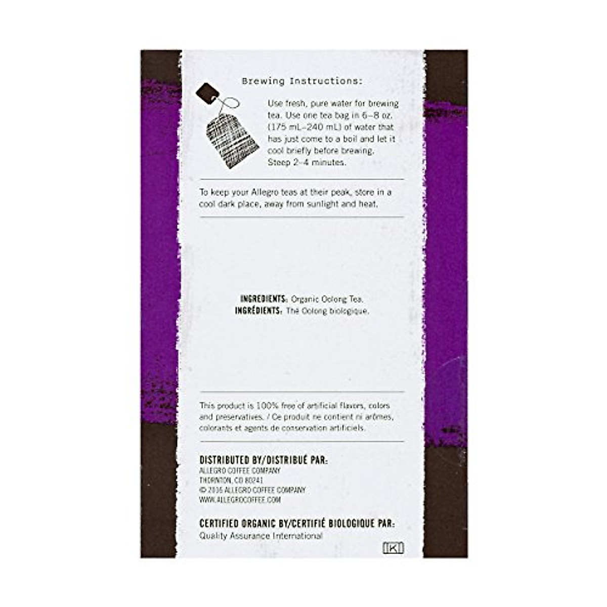 Allegro Tea, Organic Splendid Oolong Tea Bags, 20 ct