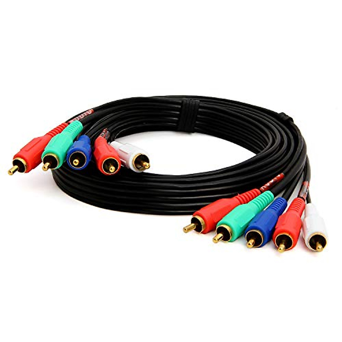 Cmple 5-RCA Male to 5RCA Male RGB Component Audio Video Cable for HDTV - Gold Plated RCA to RCA - 6 Feet, Black