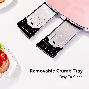 REDMOND 4 Slice Toaster Retro Stainless Steel Toasters with Bagel Defrost Cancel Function, 6 Browning Settings, Pink, ST033