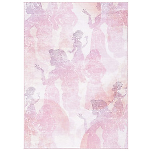 SAFAVIEH Disney Princess Collection Machine Washable Slip Resistant 3' 3" x 5' 3" Pink/Purple Assurance Kids Bedroom Nursery Playroom Area Rug
