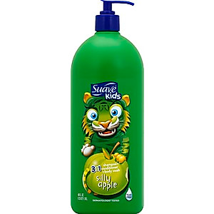 Suave Kids 3-in-1 Shampoo, Conditioner, Body Wash For Tear-Free Bath Time, Silly Apple, Dermatologist-Tested Kids Shampoo 3-in-1 Formula 40 oz