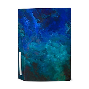 Head Case Designs Officially Licensed LebensArt Blue Malachite Art Mix Vinyl Faceplate Sticker Gaming Skin Decal Cover Compatible With Sony PlayStation 5 PS5 Disc Edition Console