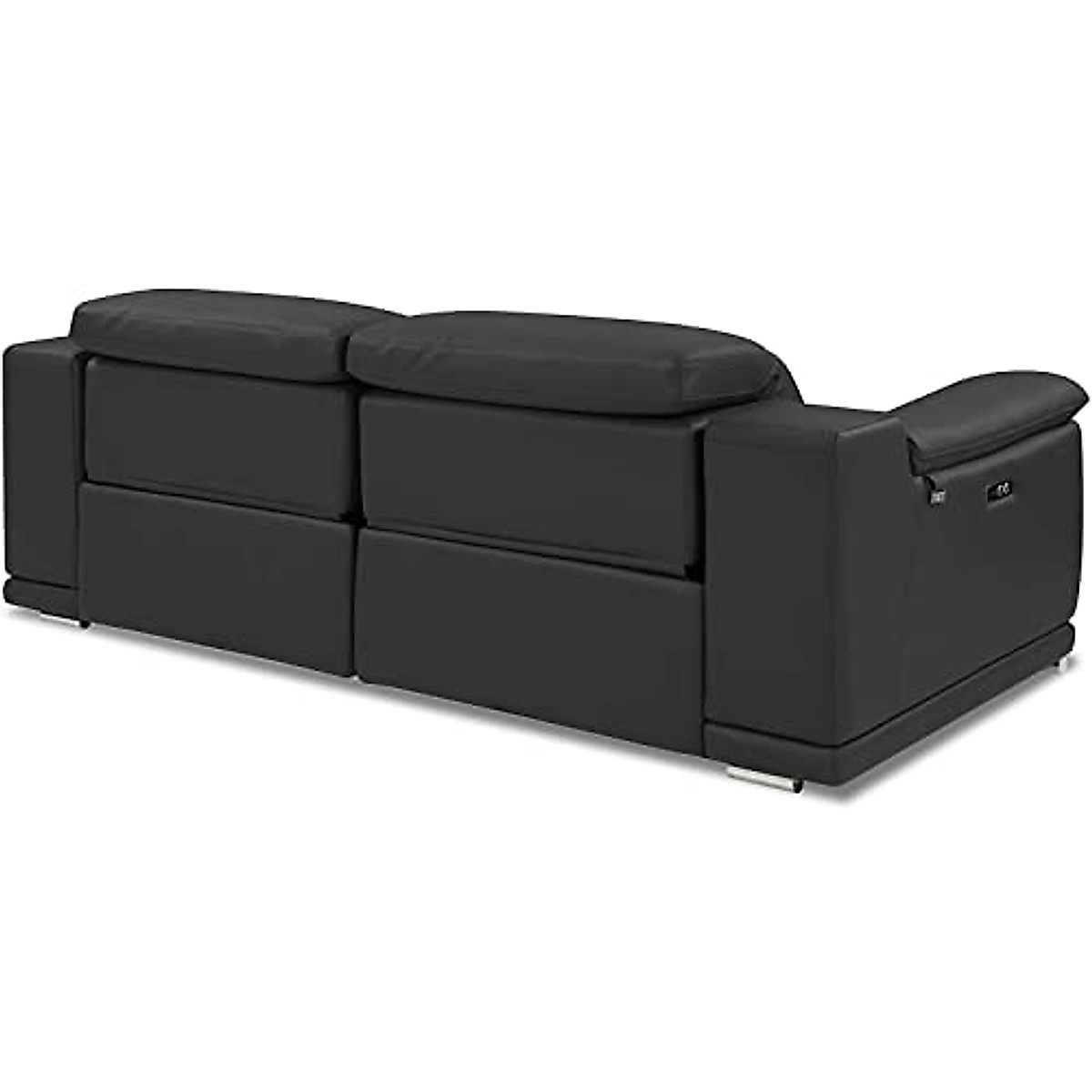 Blackjack Furniture Lorenzo Mid Century Modern Italian Leather Living Room Power Reclining, Sofa, 86", Dark Gray