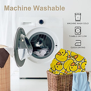 ARIGHTEX Yellow Rubber Duck Fitted Bed Sheet Set Kids Soft Microfiber Breathable Bedding All-Round Elastic Pocket 3 Pieces Fitted Sheet Set for Boys and Girls (Twin)