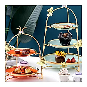 Tiered Tray Dessert Table, Commercial Dessert Table, Cake Temporary Cake Display Shelf, Family Living Room, Tea Table, Fruit Tray Display Shelf Tower Tray (Color : E, Size : Three floors)