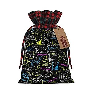 Christmas Drawstring Gift Bags Black-Math-Physics-Formula Buffalo Plaid Drawstring Bag Party Favors Bags