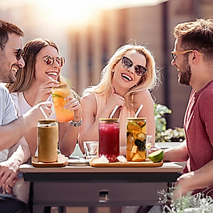 HONFAA 4 Pack Glass Cups with Lids and Straws, 16oz Beer Can Shaped Drinking Glasses, Iced Coffee Glass Tumbler,Cute Cups for Whiskey, Soda, Tea, Water