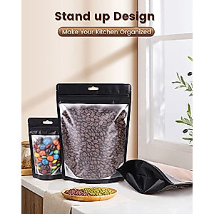 Resealable Bags, Mylar Bags Smell Proof Bags with Clear Window,Packaging Bags for Storage Coffee Beans, Cookie, Lipstick, Candy，150 Pieces， 6"x9"&4"x6"