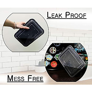 New Century, 150-Pack [38 oz] 1-Compartment Food Container - Rectangular Meal Prep Bento with Lid - Portable Lunch Box - Stackable - BPA Free - Freezer/Microwave/Dishwasher Safe - Reusable Storage