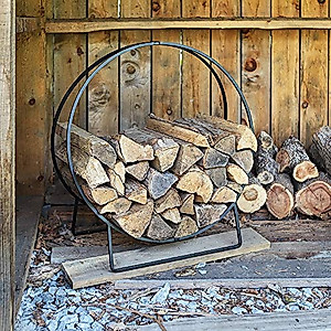 Minuteman International, 36-inch Hoop Log Fire Wood Holder, Black