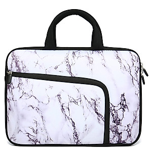 14 15 15.4 15.6 Inch Laptop Handle Bag Computer Protective Case Sleeve Neoprene Cover Compatible with MacBook Pro 15" 15.6" Dell Lenovo HP Asus Acer Sony Toshiba Chromebook Notebook (White Marble)