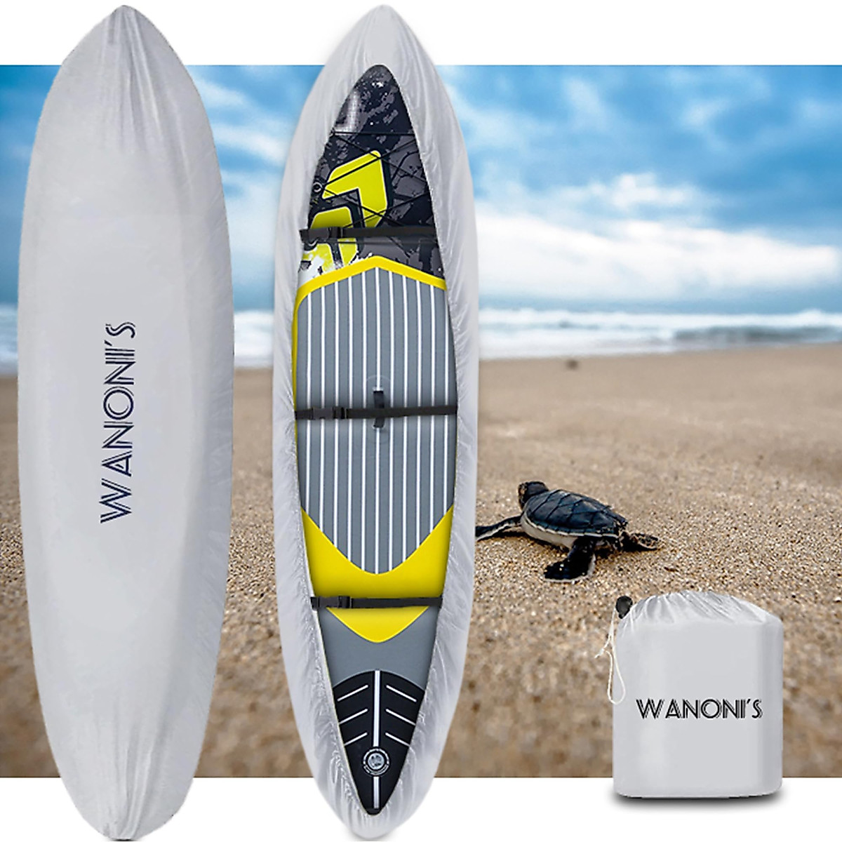 Wanoni's Kayak Cover Heavy Duty Waterproof Canoe Cover – UV Resistant Fishing Boat Cover for Outdoor Storage (9.3-18ft) (Gray, Suitable for 16.8-18ft Kayak)