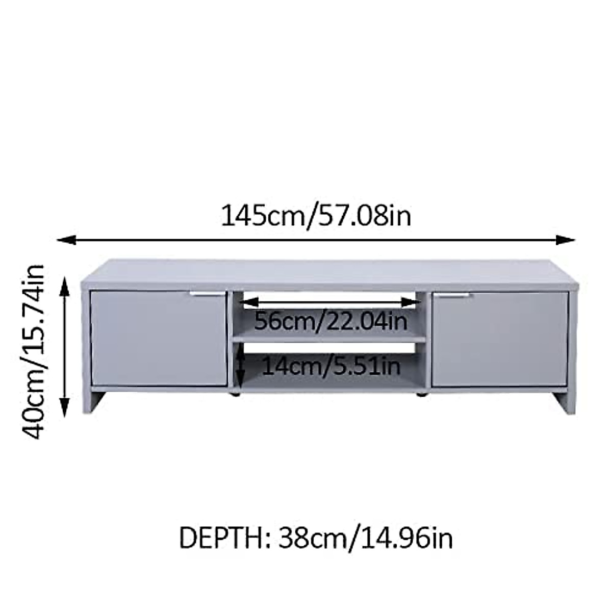 Madesa TV Stand with Cabinet Storage and Open Shelves for 55, 65 Inch Media Storage Gaming Media Console Living Room Entertainment Center Modern Wooden Television Cabinet - Grey
