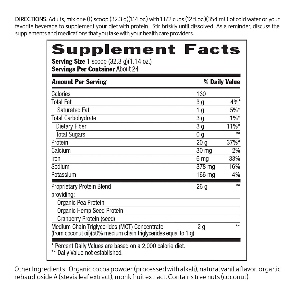 Biochem 100% Vegan Protein, Natural Amino Acids, Gluten Free, Keto, Non Whey, Pea & Hemp Protein Powder for Women and Men, 24 Servings 2 LB (Chocolate)