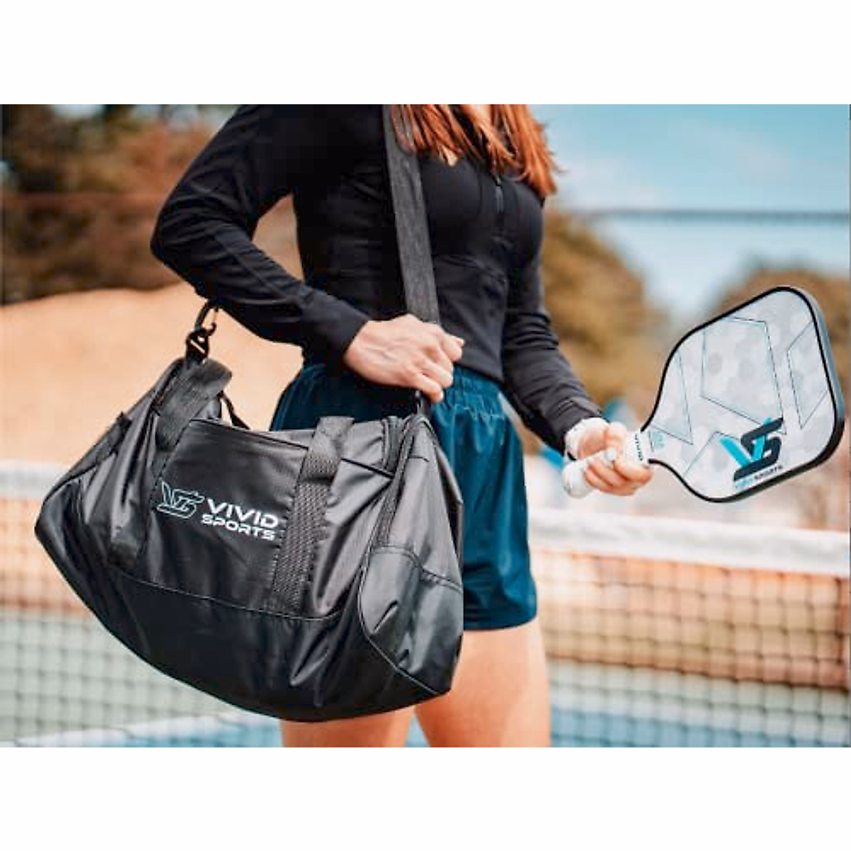 Vivid Sports Graphite Pickleball Paddle Set of 2, Polymer Honeycomb Core, Duffle Bag with 2 Indoor 2 Outdoor Pickle Balls, 2 Neoprene Paddle Covers, USAPA Wide Body Pickleball Raquette (White)