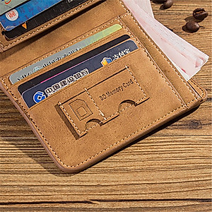 Iumer Men's Wallet Slim PU Rfid Blocking Simple Design Bifold Side Flip Front Pocket Wallets,Brown
