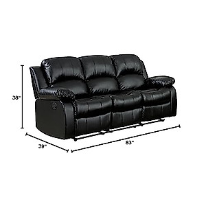 Homelegance Resonance 83" Bonded Leather Double Reclining Sofa, Black