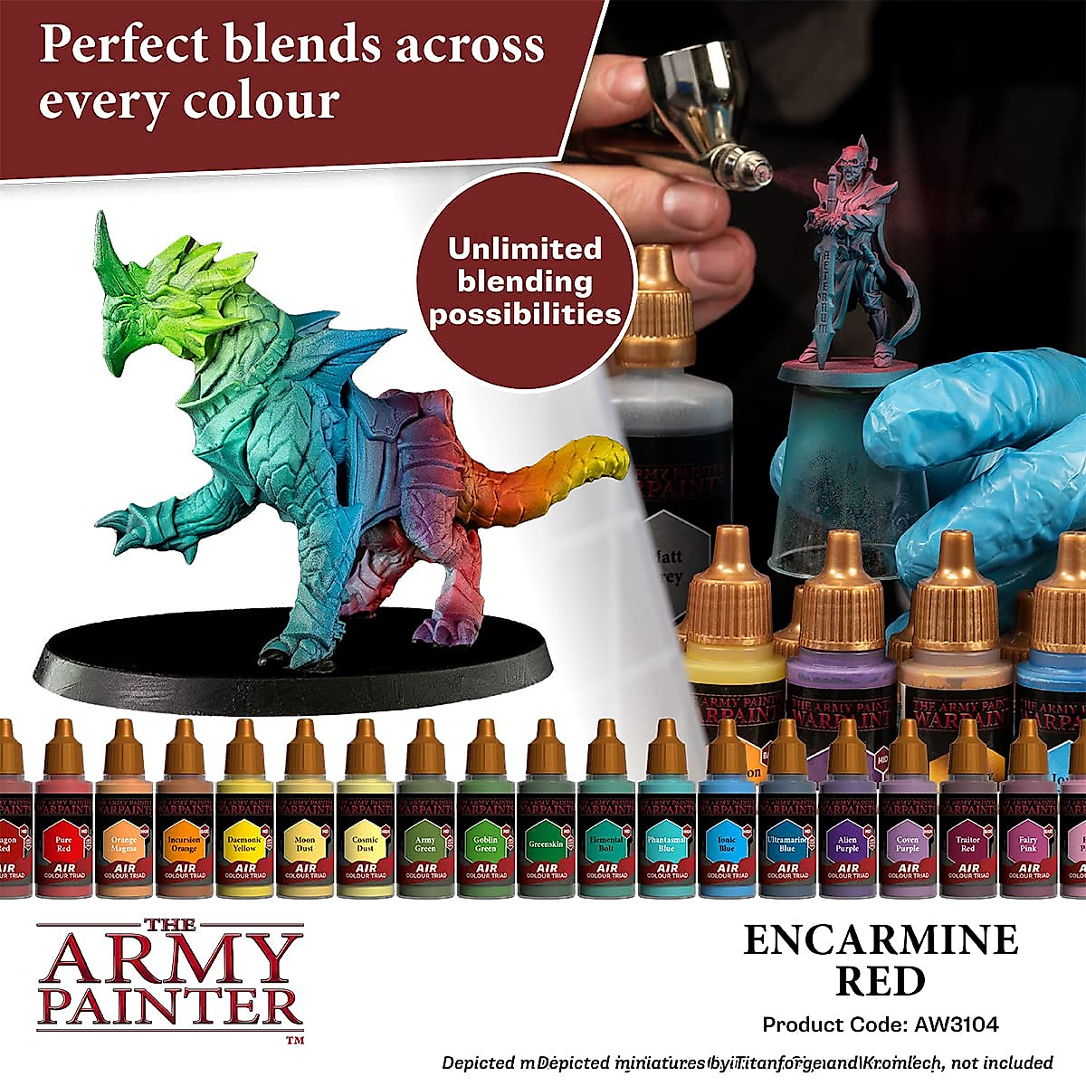 The Army Painter Warpaints Air - Non-Toxic Water Based Airbrush Paint – Acrylic Paint and Primer for Tabletop Roleplaying, Boardgames, and Wargames Miniature Model Painting (Encarmine Red)