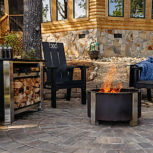 Breeo X Series Adirondack Campfire Chair – Poly Lumber Fire Pit Seat with 304 Stainless Steel Accents, Outdoor Patio & Camping Essentials with Arm Rest - Ergonomic, Sustainable Outdoor Chair - Black