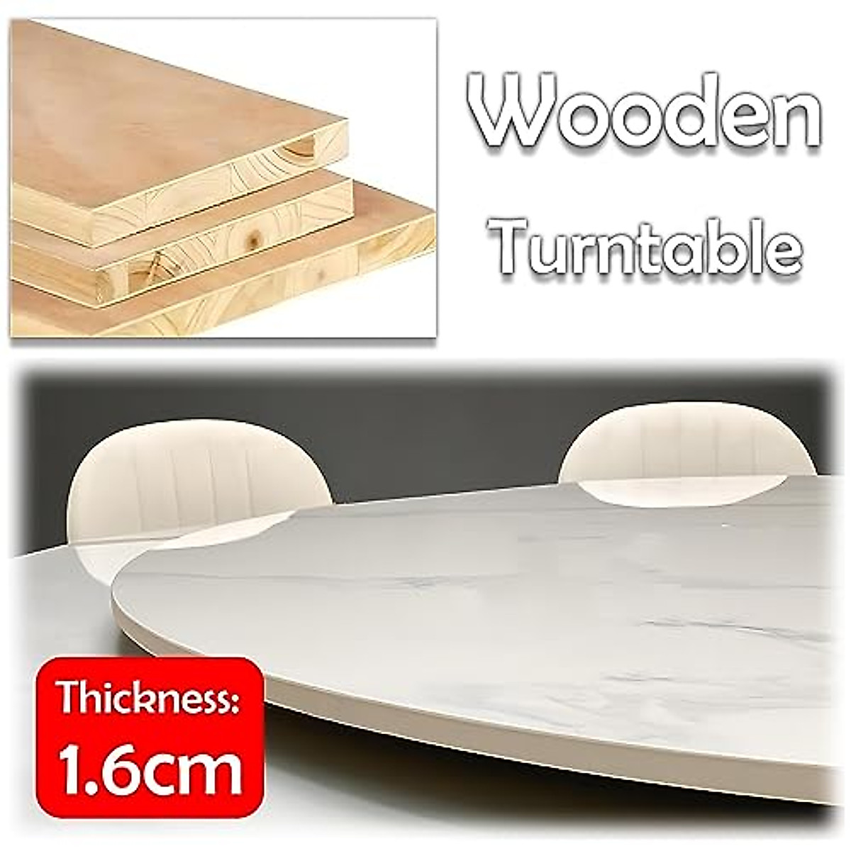 Dining Table Rotating Serving Plate Round Wooden Rotating Tray, 20" 24" 28" 32" 36" 39" Tabletop Lazy Susan Turntable, For Passing Things Around The Dinner Table