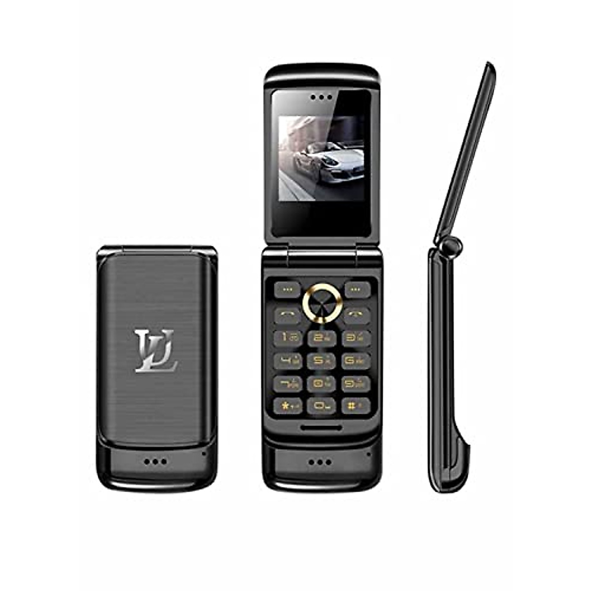 Ulcool V9 Smallest Flip Metal Body Dual Sim Card Luxury Mobile Cell Phone (Black)