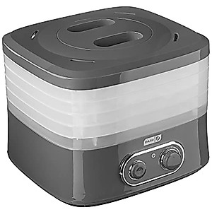 DASH DEHY100GY SmartStore™ Compact Electric Food Dehydrator Machine with 5 Stackable BPA Free Trays + Temperature Controls for Fruit, Vegetables, Herbs, Nuts, Jerky, and other Healthy Snacks - Gray