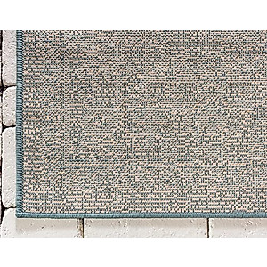 Unique Loom Botanical Collection Bohemian, Abstract, Traditional, Indoor and Outdoor Area Rug, 4' 0" x 6' 0", Light Blue/Beige
