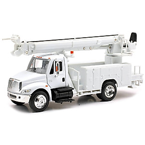International 4200 Digger Service Truck White Long Haul Trucker Series 1/43 Diecast Model by New Ray 15913F