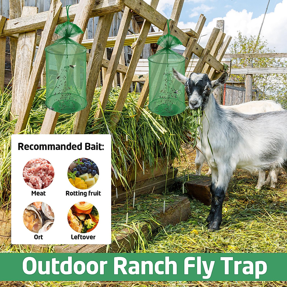 Qualirey 12 Pcs Ranch Fly Trap Outdoors Stable Fly Trap Reusable Horse Fly Traps Outdoor Hanging Pest Fly Trap Fly Catcher Cage with Pots Flay for Farm Orchard Restaurants