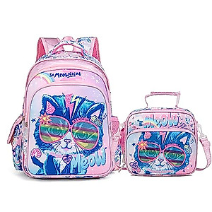 Robhomily Cat Kids Backpack with Lunch Bags binding commodities