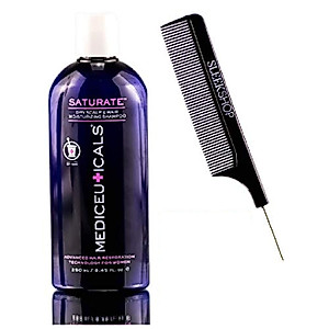 Therapro MEDIceuticals SATURATE Dry Scalp & Hair Moisturizing SHAMPOO for WOMEN (w/Sleek Steel Pin Tail Comb) Features Proprietary Hair Loss Complexes (8.45 oz / 250 ml - ORIGINAL SIZE)