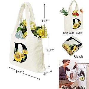 SANCABA Monogrammed Gifts for Women,Initial Tote Bag,Gift for Teacher Bridesmaid Friendship Wife,Floral Bag,Trendy Bags