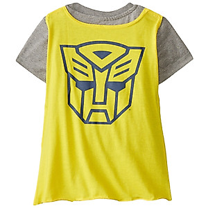 Transformers Little Boys' Toddler Bumblebee Roll Out Cape T-Shirt, Grey, 5T
