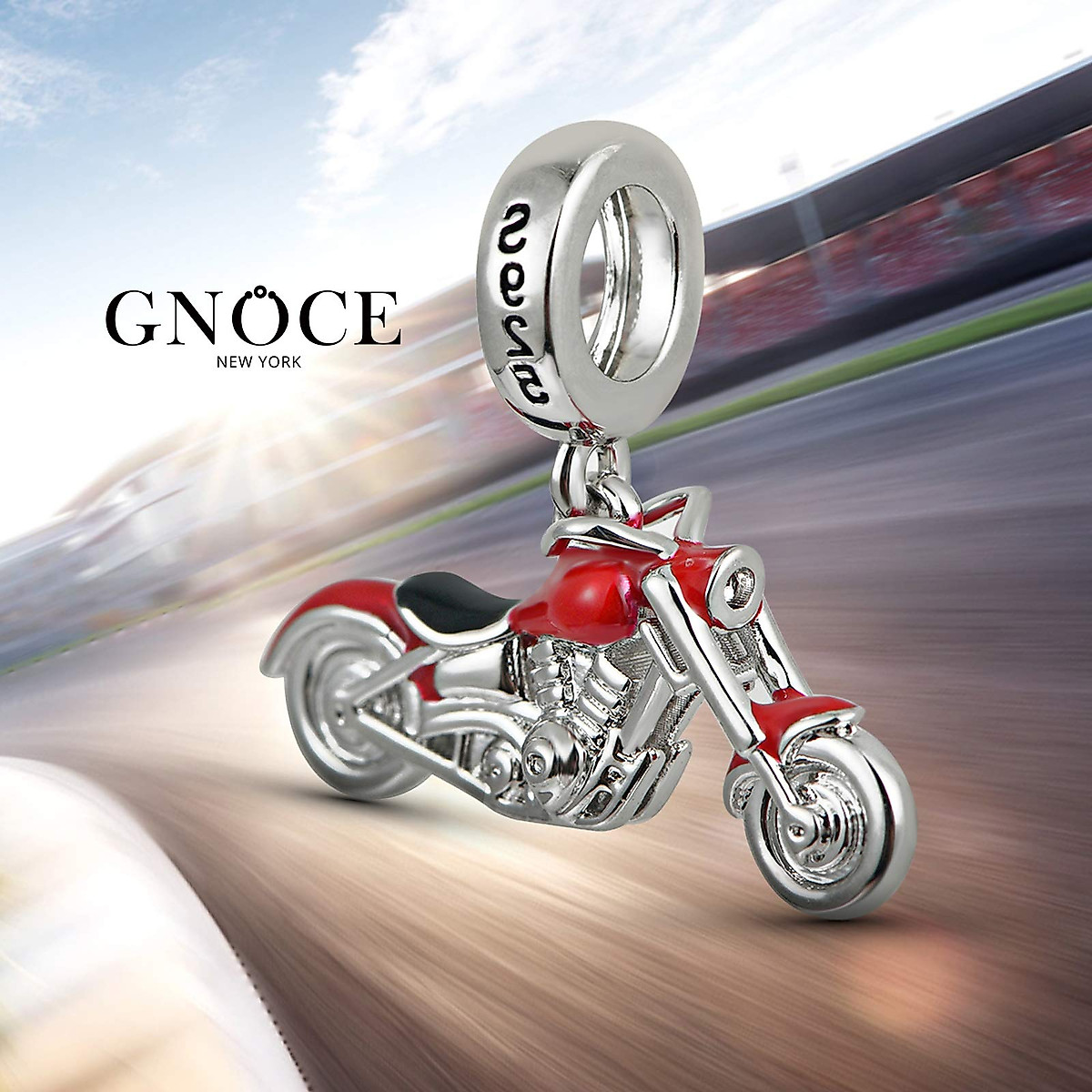 GNOCE Motorcycle Pendant Charm Sterling Silver Dangle Charm For Bracelet/Necklace For Women