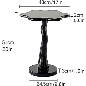 Modern Sofa Side End Table Wooden Flower Shape Side Tables Living Room Small Accent Table with Round Pedestal, Wave-Design Couch Corner Tables Coffee Table for Home Decor (Black)